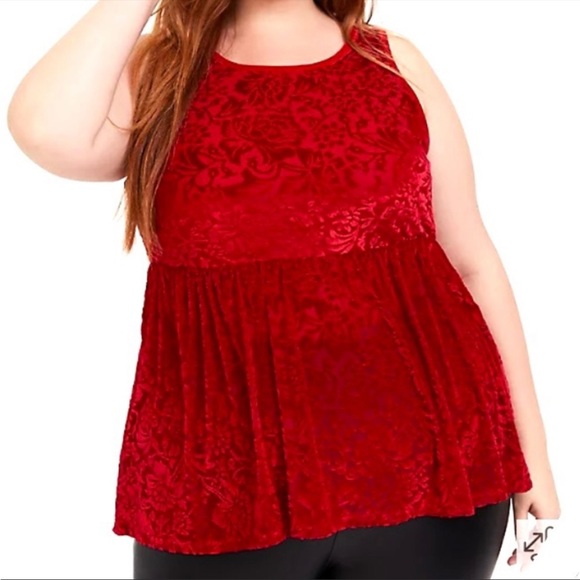 torrid | Tops | Torrid Red Velvet Peplum Top | Poshmark